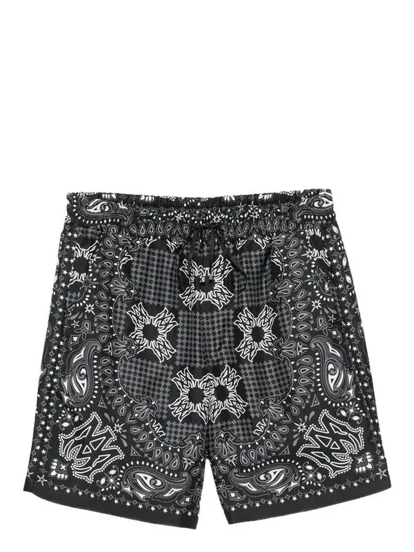 Amiri Bandana Print Silk Shorts - Black