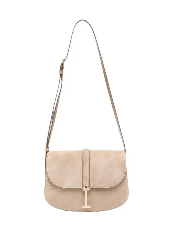 TOM FORD Beige Suede Satchel With Gold-tone Hardware - Cream