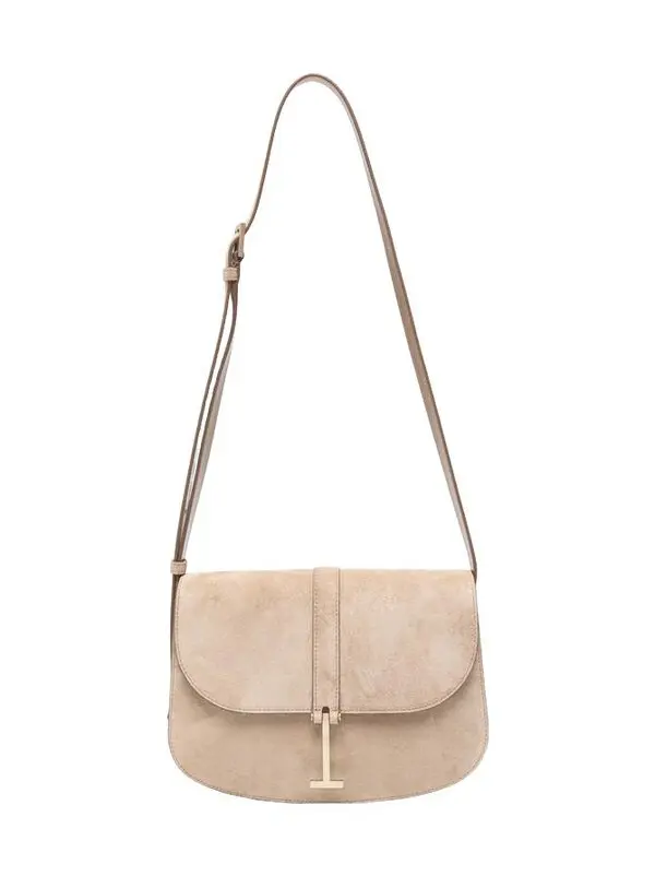 TOM FORD Beige Suede Satchel With Gold-tone Hardware - Cream