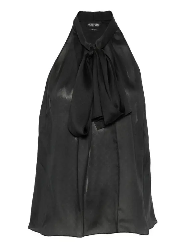 TOM FORD Jacquard Halterneck Top - Black
