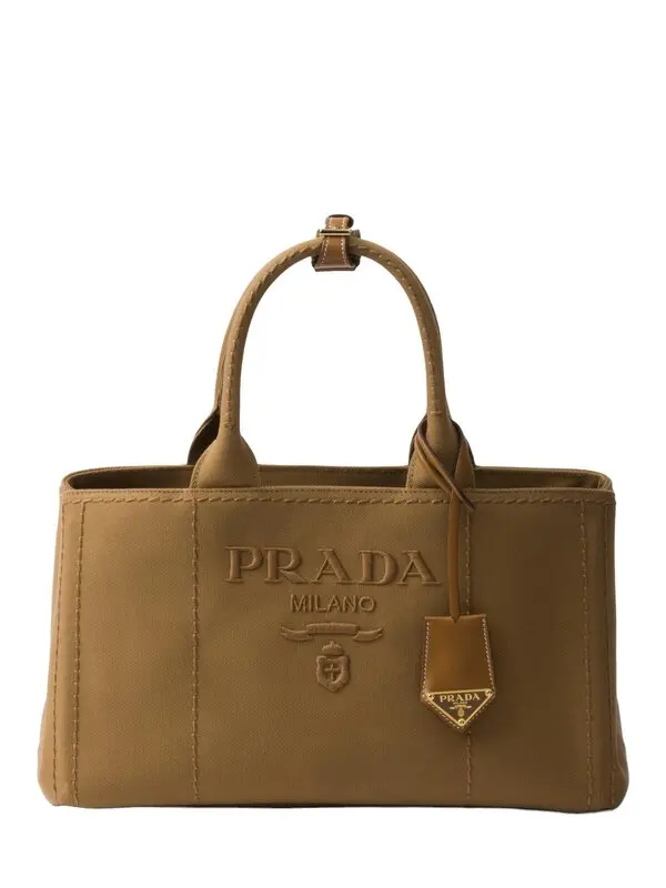 Prada Large Cotton Canvas Jardinière Handbag - Brown