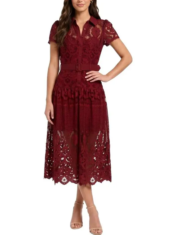 Rachel Rachel Roy Jolene Lace Midi Dress - Dark Red