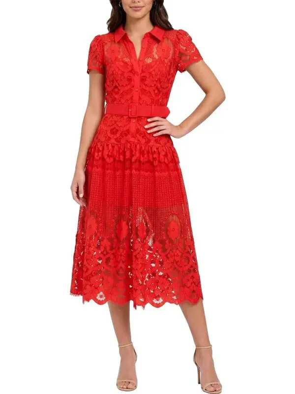 Rachel Rachel Roy Jolene Lace Midi Dress - Red