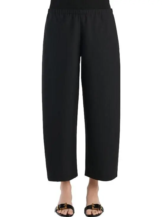 Khaite Roma Rounded Virgin Wool Cropped Pants - Black