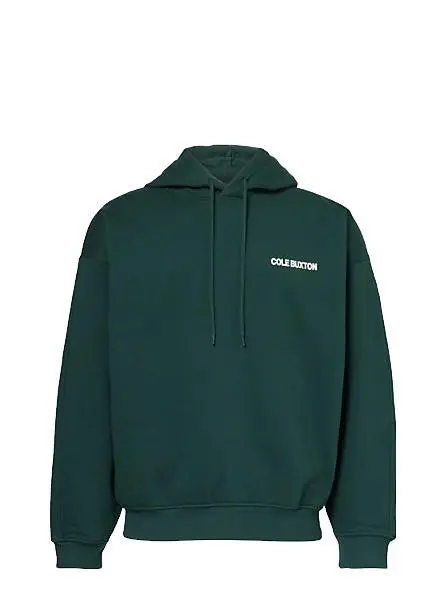 COLE BUXTON Cotton Jersey Hoodie With Brand Print - Forest Green