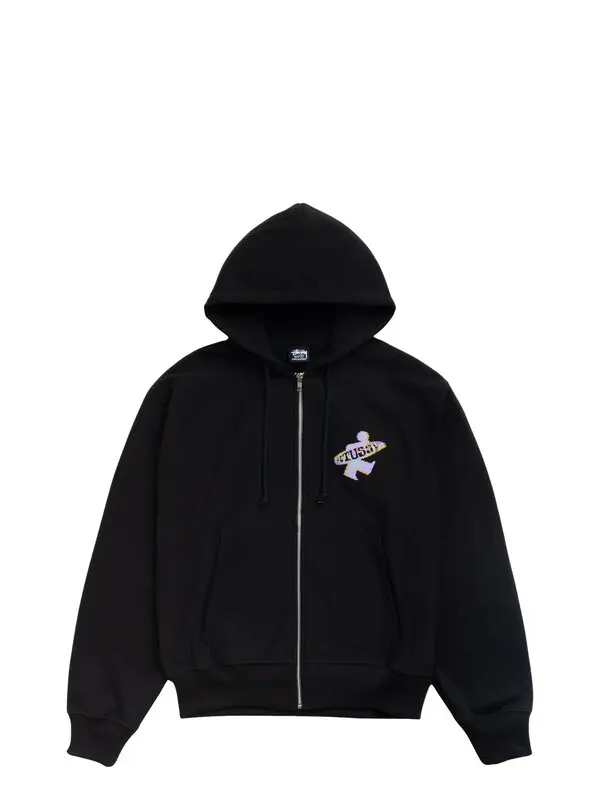 StÜssy Puff Print Zip Hoodie - Black