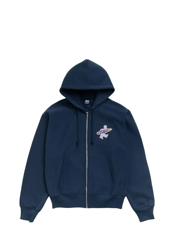 StÜssy Puff Print Zip Hoodie - Blue
