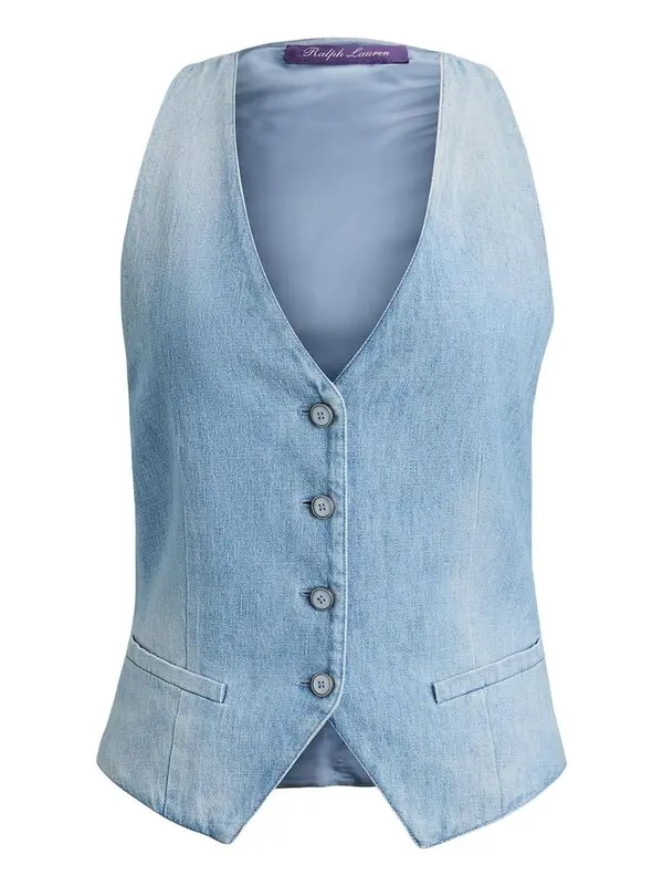 Ralph Lauren Cotton Denim Clarissa Waistcoat - Blue