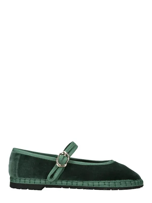 FLABELUS Velvet Mary Janes - Green