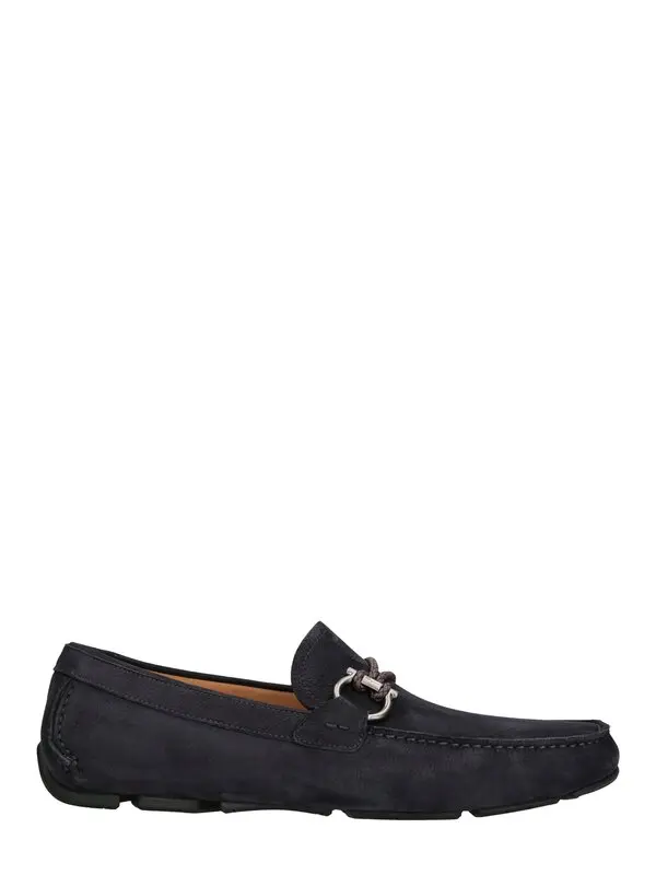 FERRAGAMO Nubuck Front 4 Driving Shoes - Navy