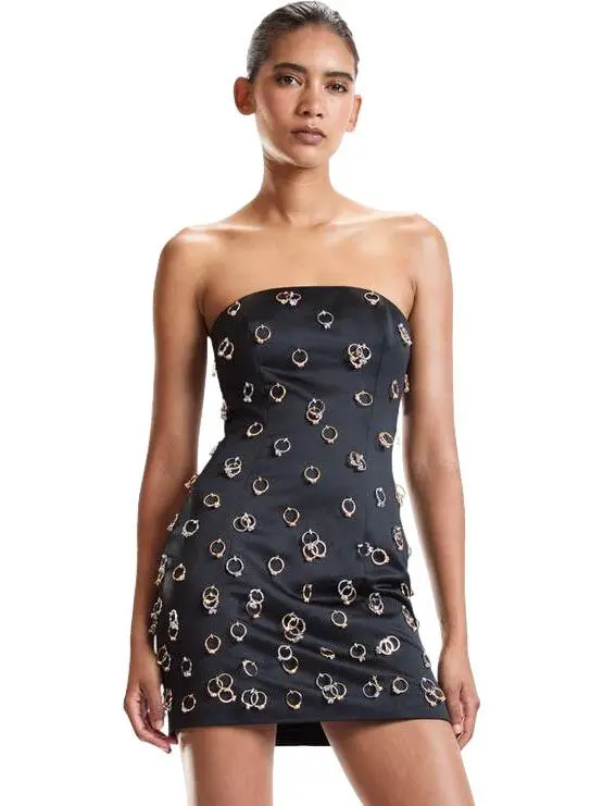 Cynthia Rowley Embellished Strapless Mini Dress - Black