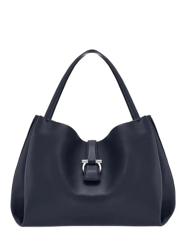 FERRAGAMO Softened Leather Large Tote Bag - Blue