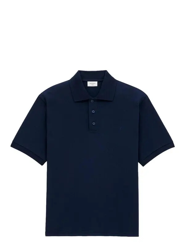 Saint Laurent Cassandre Piqué Polo Shirt - Blue