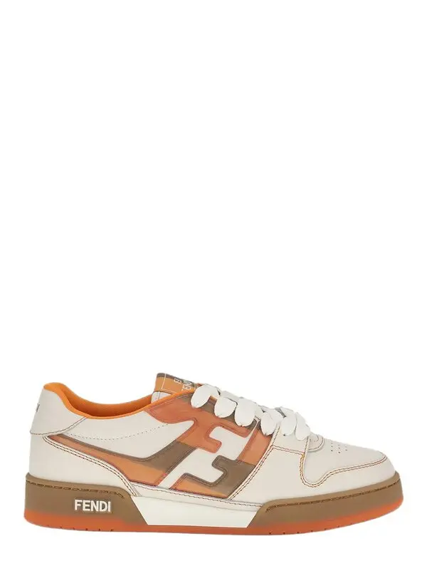 Fendi Match Vitello Sneakers With Ff Pequin Detail - White