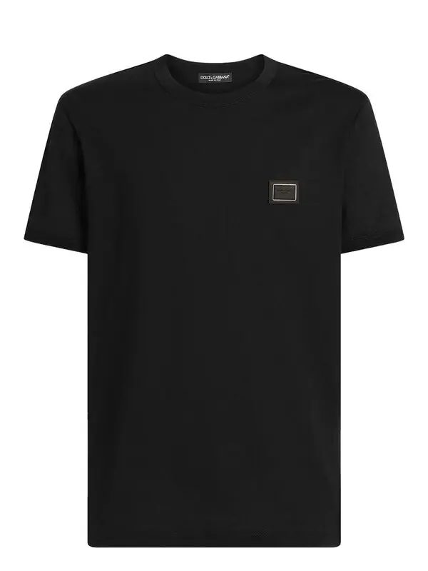 Dolce & Gabbana Cotton T-shirt With Plaque - Black