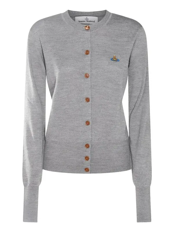 VIVIENNE WESTWOOD Bea Ribbed-knit Cardigan - Gray