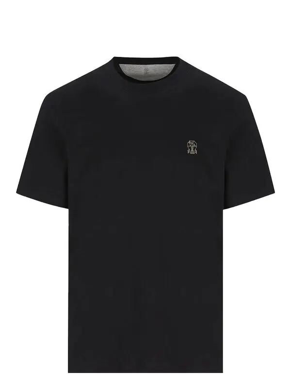 Brunello Cucinelli Cotton Jersey Crew Neck T-shirt With Logo - Black