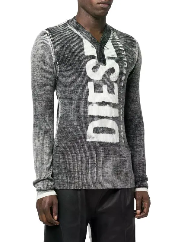 DIESEL® K-atullus Long-sleeved Ribbed T-shirt - Grey