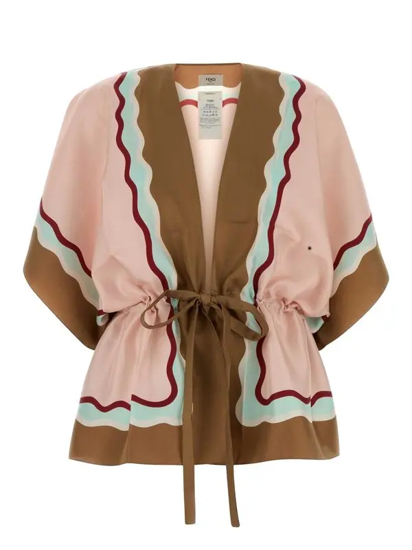 Fendi Printed Silk Poncho - Multicolor
