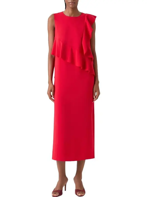 Akris Laser-cut Ruffle Column Gown - Red