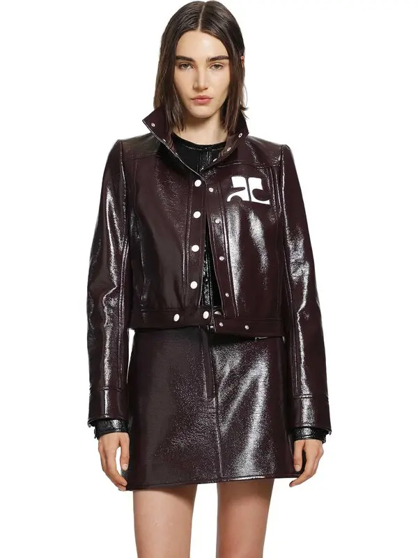 COURREGES Vinyl High-neck Cropped Jacket - Red