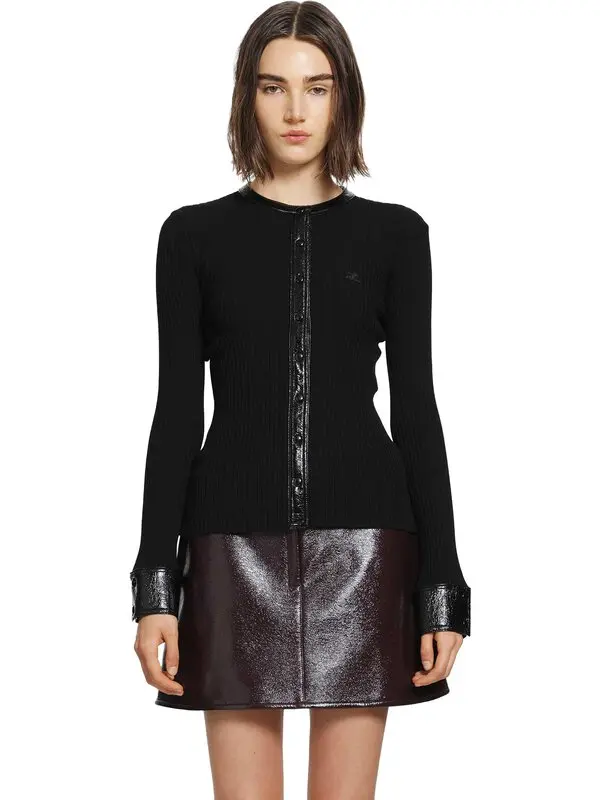 COURREGES Vinyl And Knit Cardigan - Black