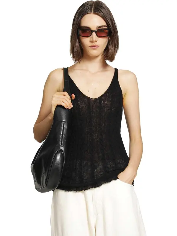 HAIKURE Lois Semi-sheer Knit Tank Top - Black