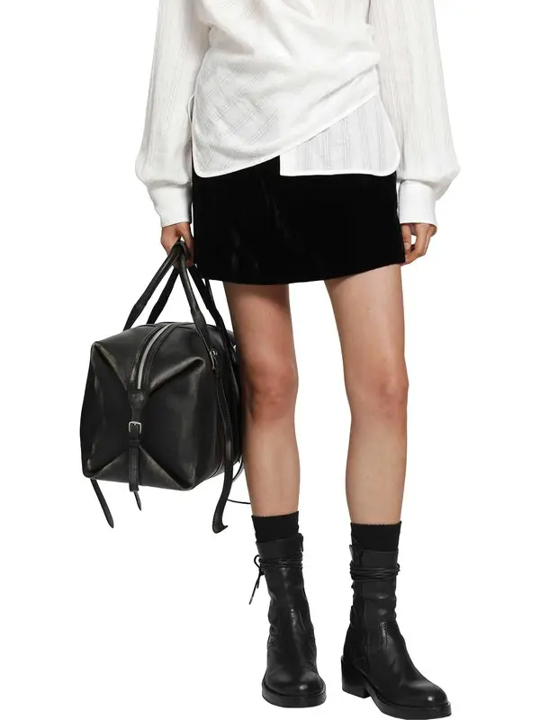 ANN DEMEULEMEESTER Jolien Mini Wrap Skirt In Froissé Velvet - Black