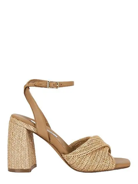 Steve Madden Woven Block Heel Sandals - Raffia