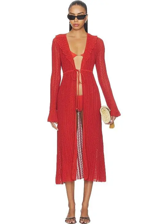 Devon Windsor Sienna Crochet Robe - Red