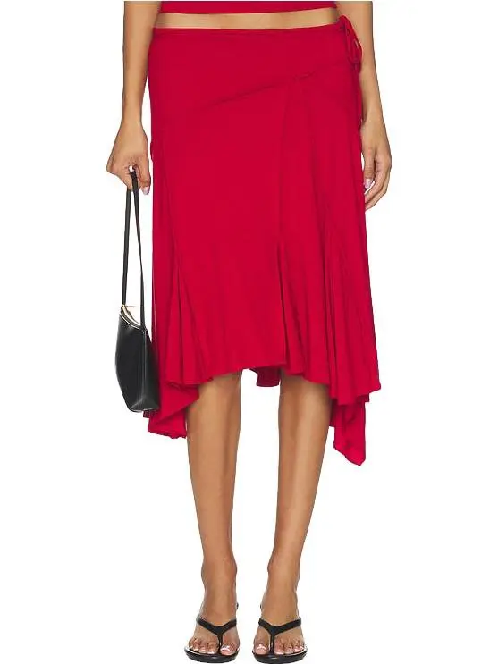 With Jéan X Revolve Asymmetrical Hem Skirt - Red