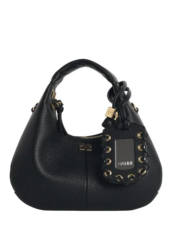 GANNI Eco Leather Mini Hobo Bag - Black