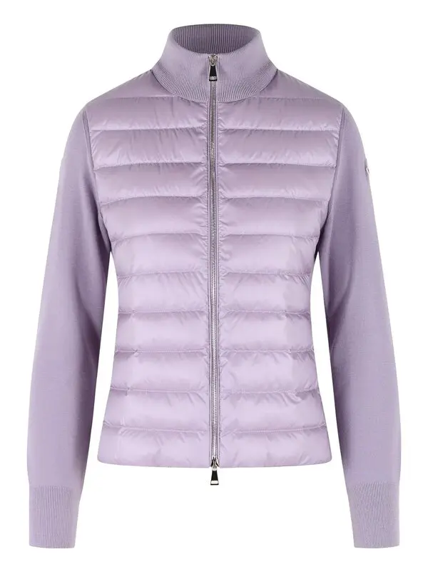 Moncler Padded Virgin Wool Cardigan With Zip Closure - Multicolor