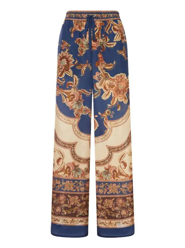 Zimmermann Aster Wide Leg Printed Silk Trousers - Multicolor