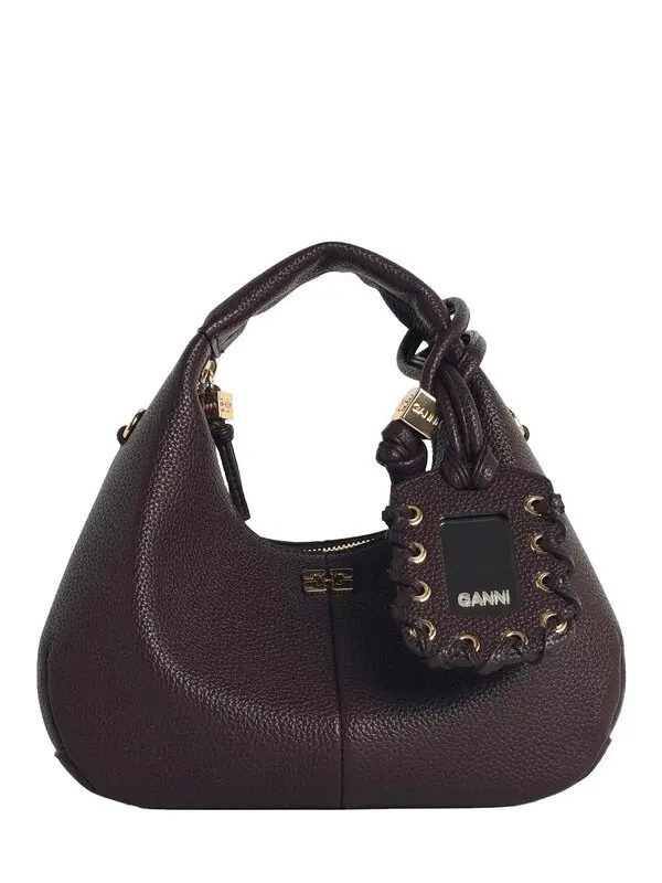 GANNI Eco Leather Mini Hobo Bag - Brown