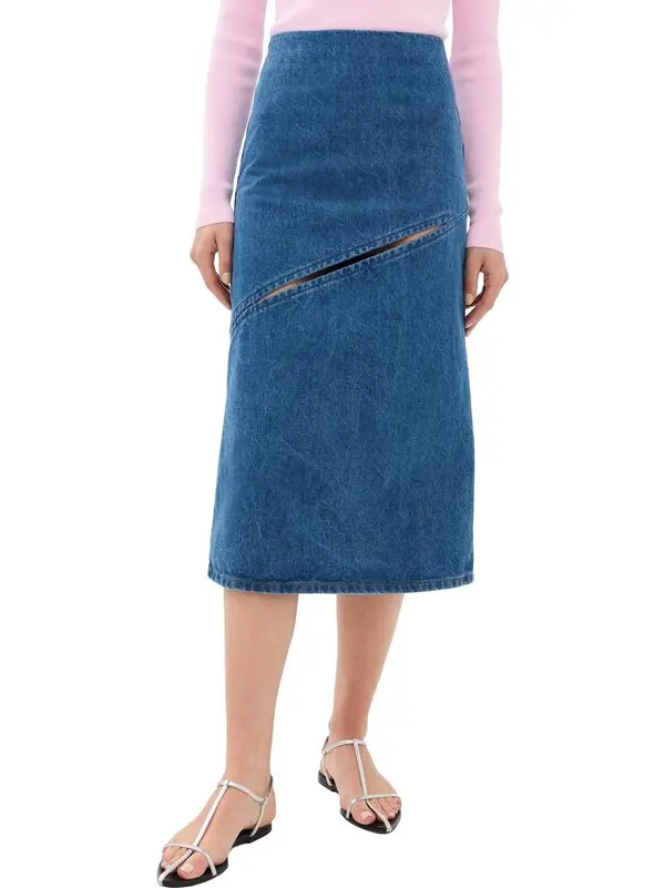 JIL SANDER Denim Skirt With Slit - Medium Denim
