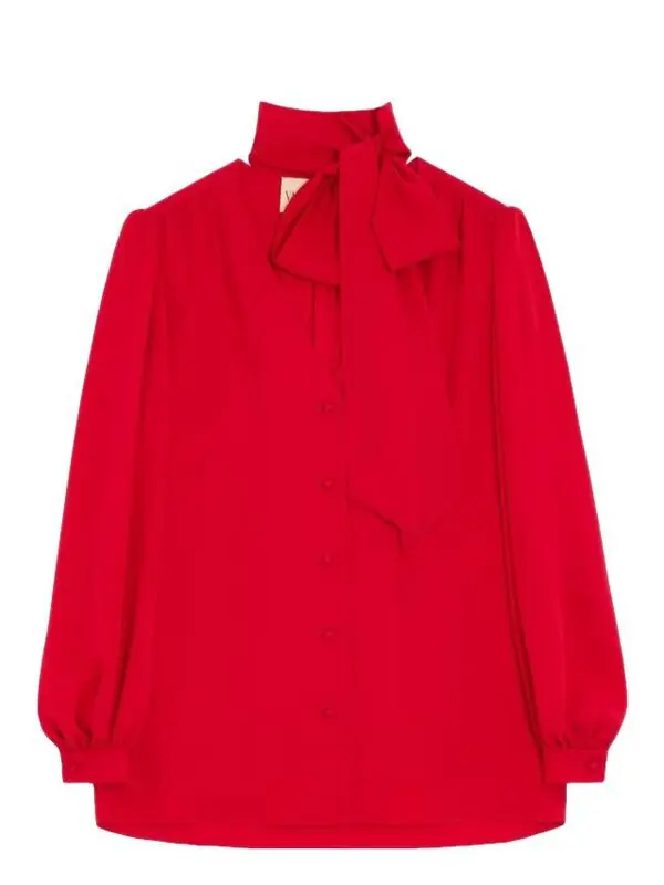 Valentino Garavani V-neck Blouse With Bow Detail - Red