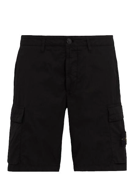 Stone Island Logo Cotton Regular Cargo Shorts - Black