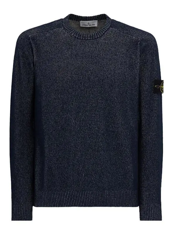Stone Island Cotton Blend Crewneck Sweater With Logo Detail - Black