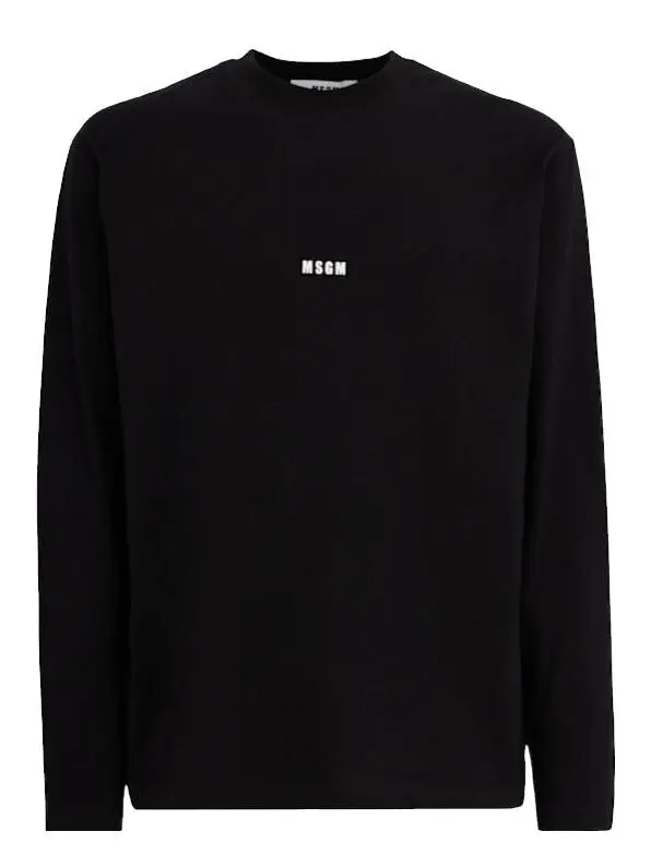 MSGM Logo Long Sleeve Cotton T-shirt - Black
