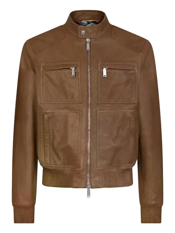 Dsquared2 Zip-up Leather Jacket - Brown