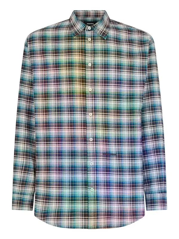 Dsquared2 Plaid-check Pattern Cotton Shirt - Black
