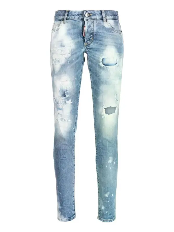 Dsquared2 Distressed Acid Wash Skinny Jeans - Blue