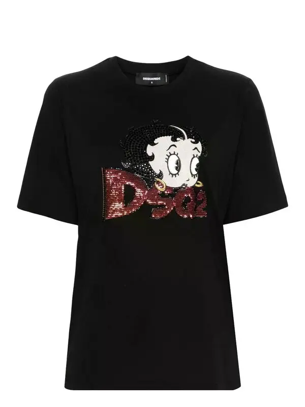Dsquared2 X Betty Boop Embellished Cotton T-shirt - Black