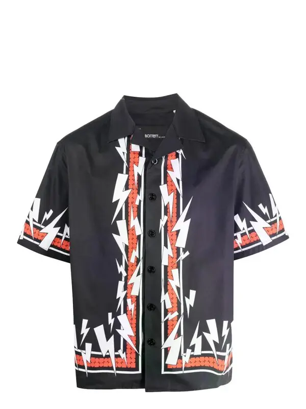 Neil Barrett Thunderbolt-print Cotton Bowling Shirt - Black