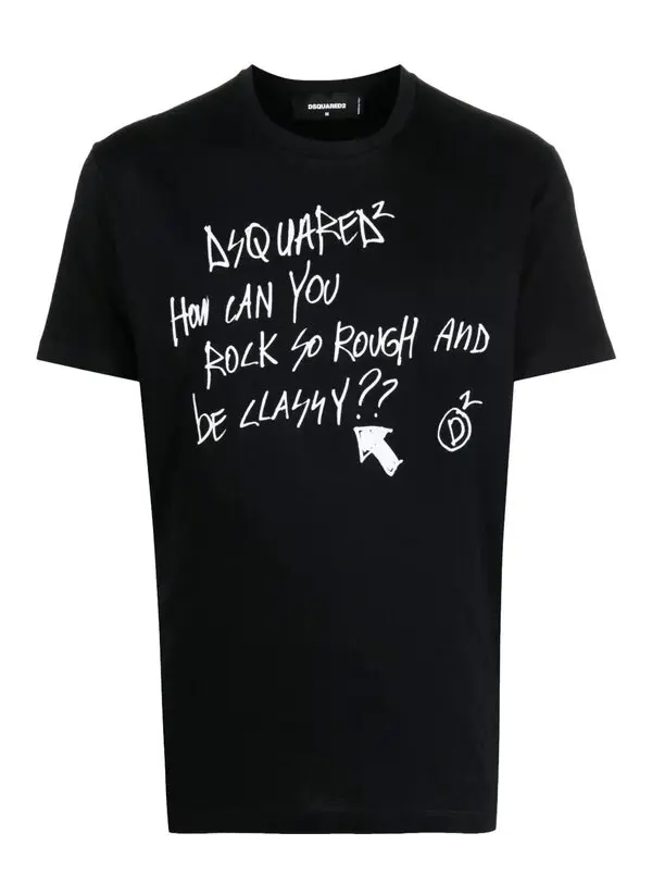 Dsquared2 Slogan-print Cotton T-shirt - Black