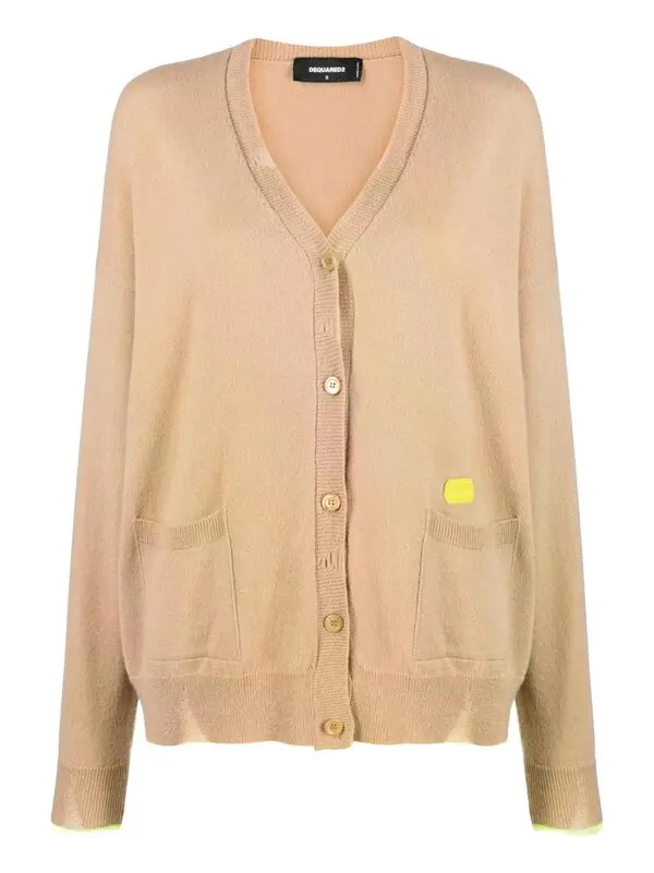 Dsquared2 Distressed Contrast Trim Cardigan - Brown