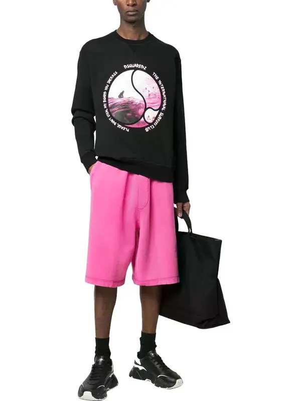 Dsquared2 Logo Print Cotton Sweatshirt - Black