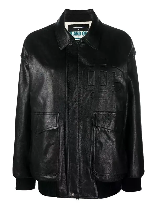 Dsquared2 Zipped Goatskin Bomber Jacket - Black