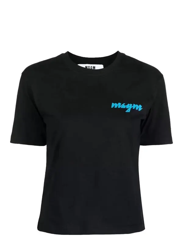 MSGM Logo Print Short Sleeve T-shirt - Black